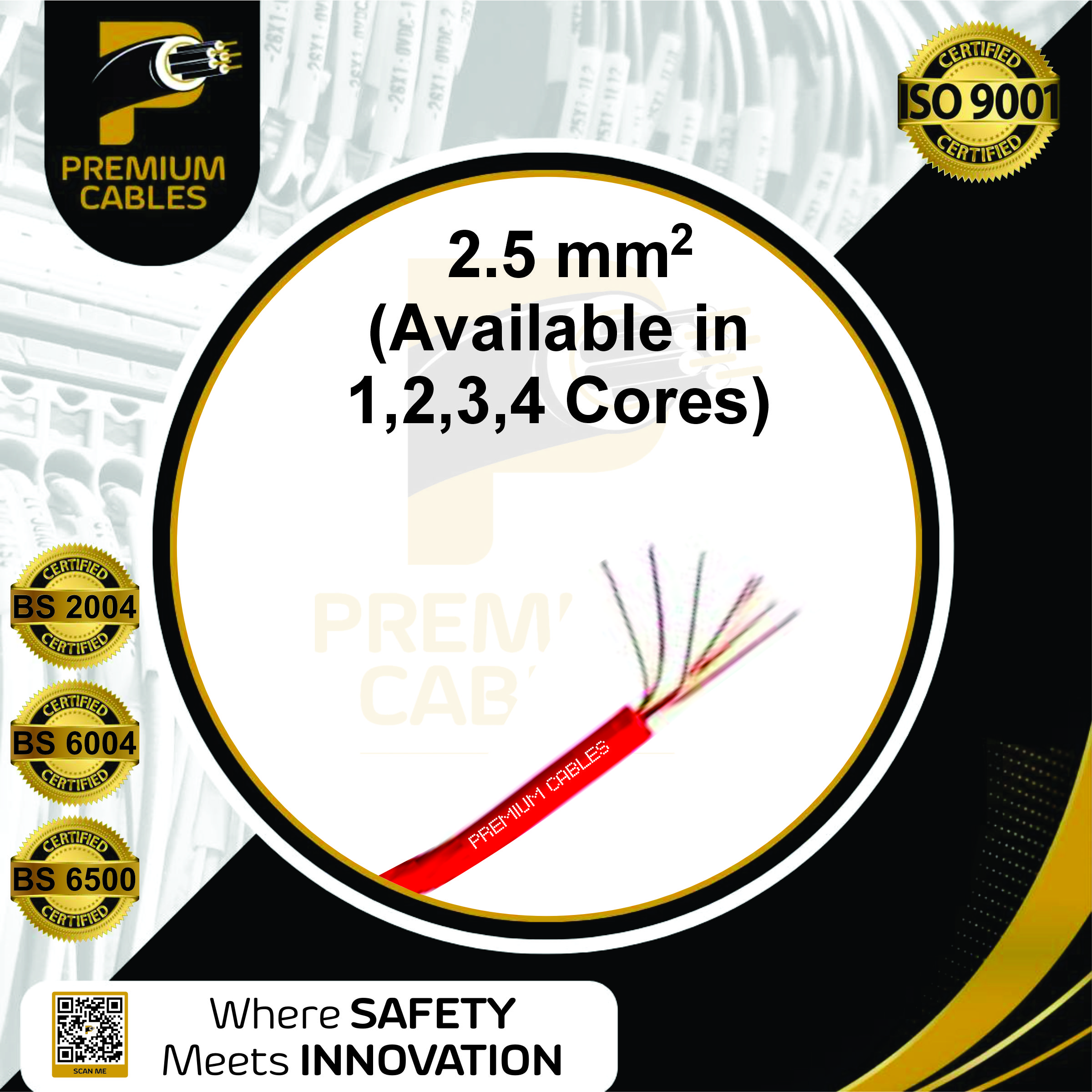 2.5mm2 (Available in 1,2,3,4 Cores) – Premium Cables